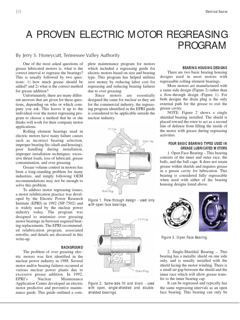 Electric Motor Regreasing | PDF | Bearing (Mechanical) | Petroleum