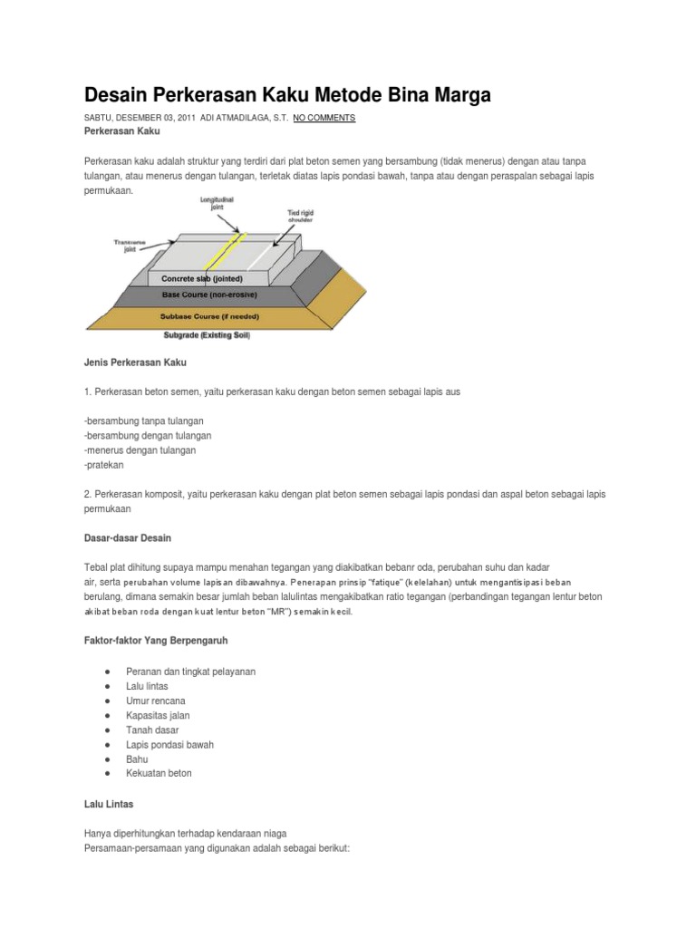 Desain Perkerasan Kaku Metode Bina Marga | PDF