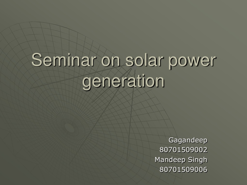 Seminar On Solar Power Generation | PDF | Solar Energy | Power Station