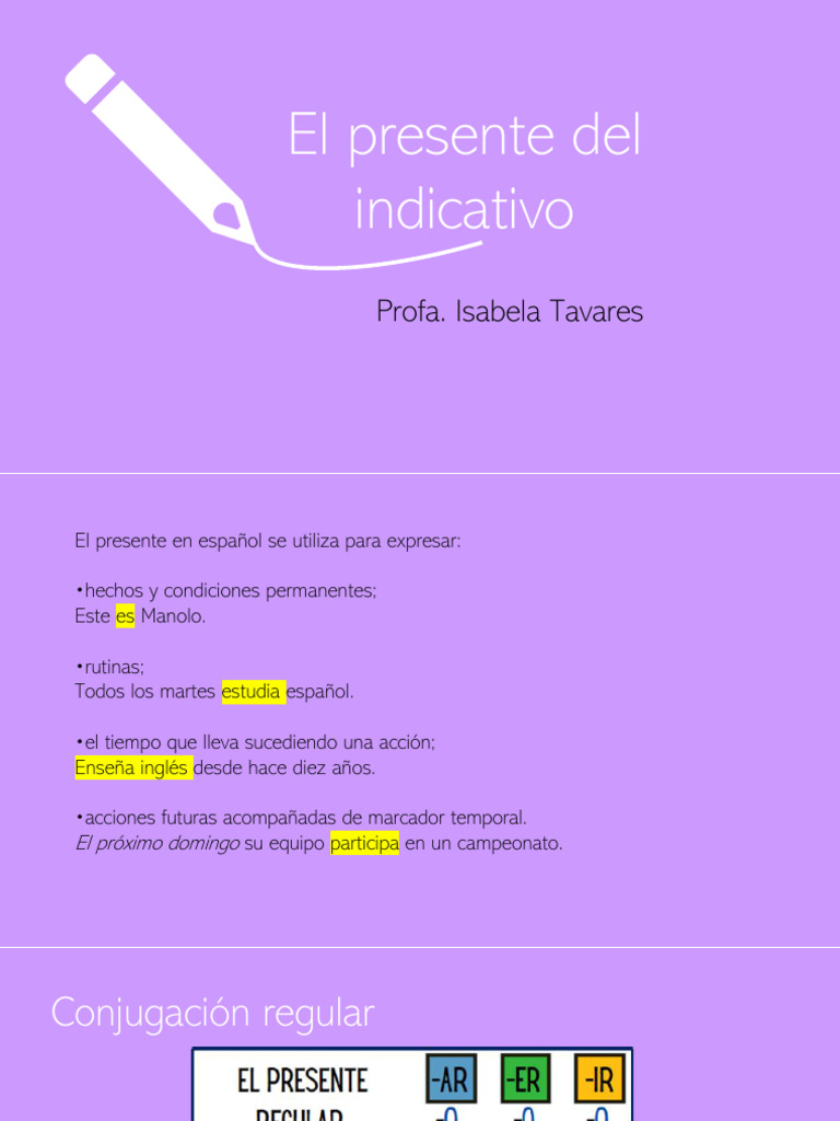 (Língua 1) El Presente Del Indicativo | PDF