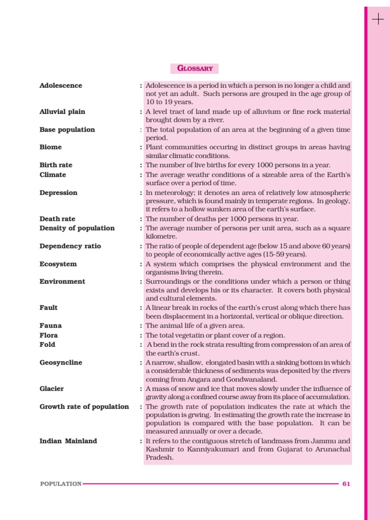 Class9 Geography Glossary NCERT TextBook EnglishEdition | PDF | Rock ...