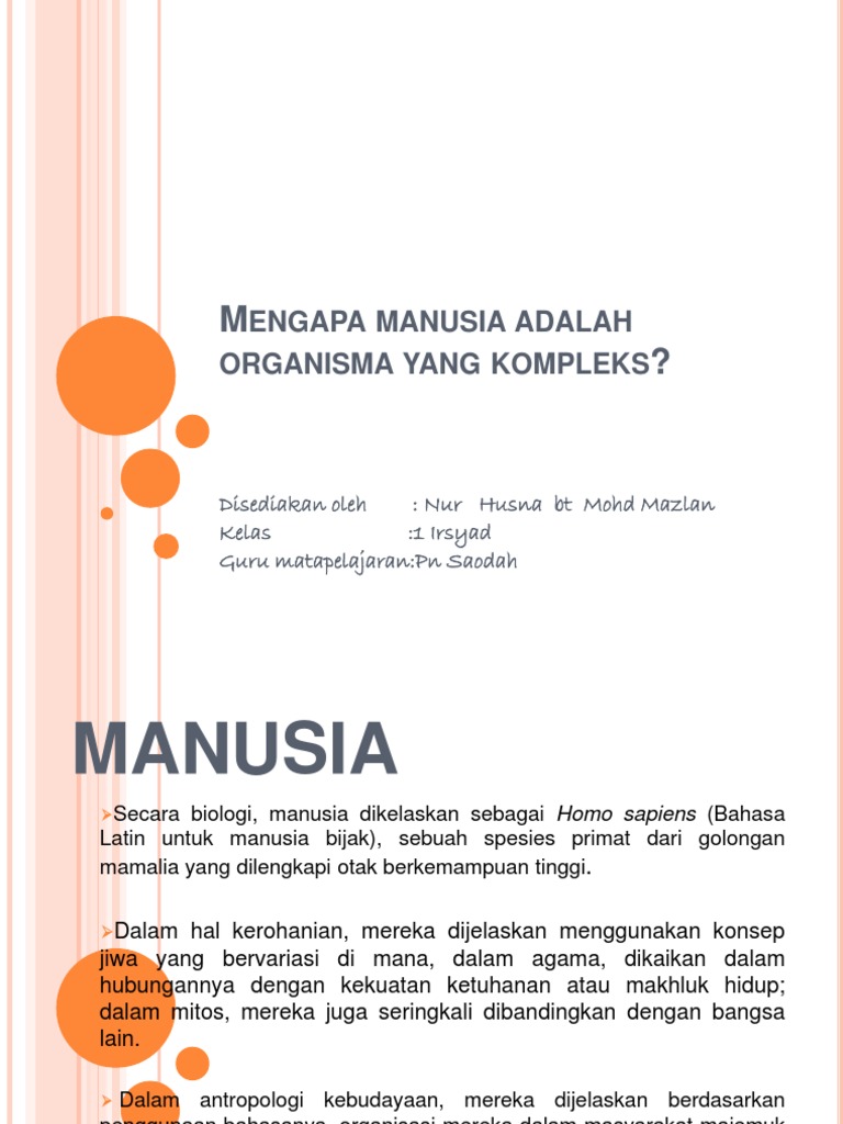 Mengapa Manusia Adalah Organisma Yang Kompleks | PDF