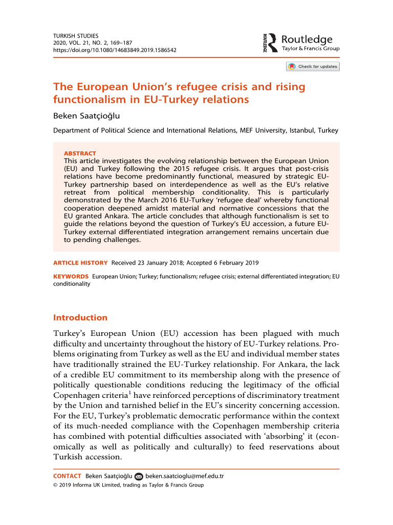 The European Union's Refugee Crisis and Rising Functionalism in EU ...