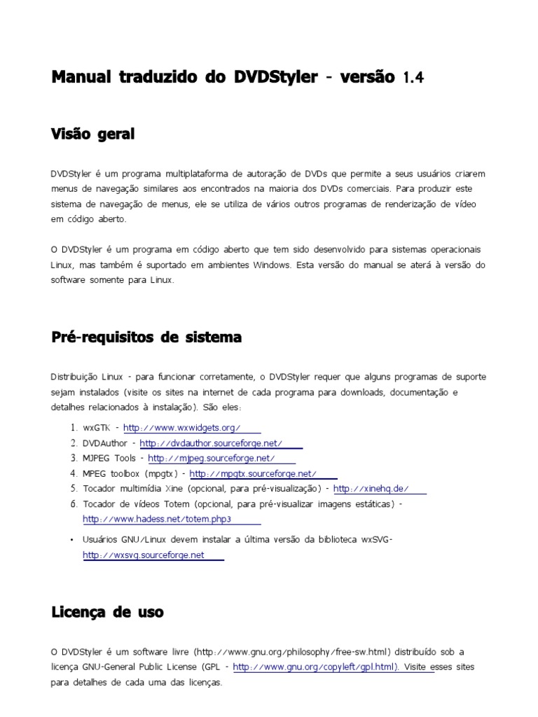 Dvdstyler Manual Traduzido | PDF | Computadores | Tecnologia e Engenharia