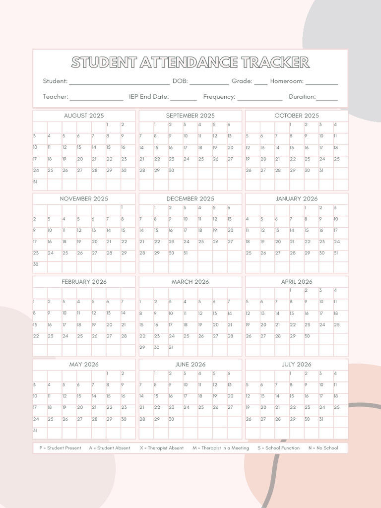 Speech Therapy Attendance Sheet in A Neutral Modern Style | PDF ...