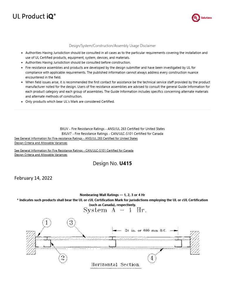 UL Partition Assemblies | PDF | Drywall | Building Engineering