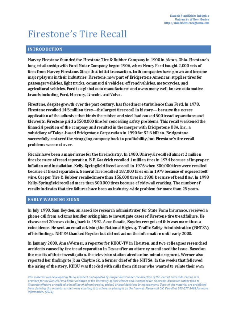 Firestone's Massive Tire Recall of 2000: The Events Leading to the ...
