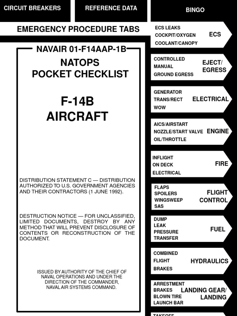 NATOPS Pocket Checklist F-14B Aircraft (2001) | PDF