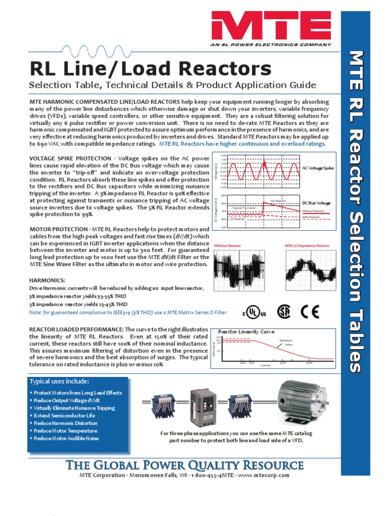 MTE Line Reactor For Harmonics Avoidance | PDF | Power Inverter ...