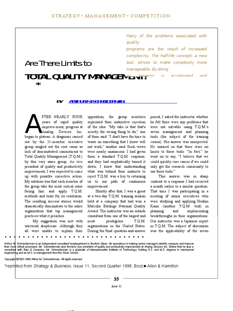 Are There Limits To: Total Quality Management? | PDF | Causality | Scientific Method