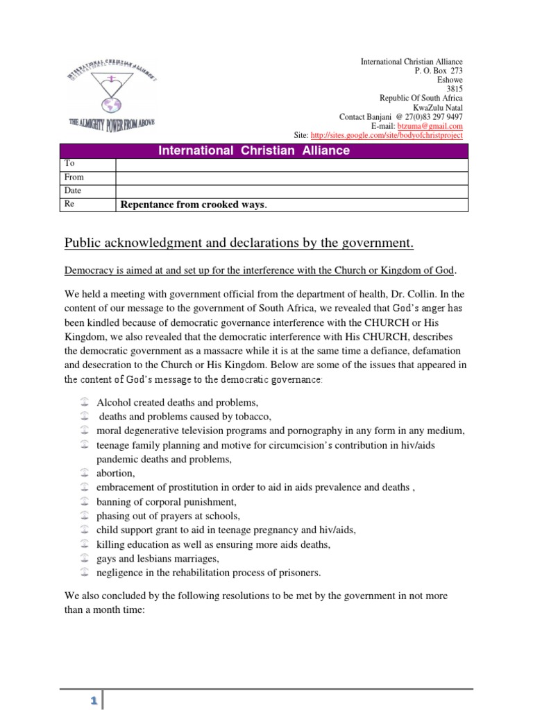 Public Acknowledgment and Declarations by Dem Gov | PDF | Democracy ...