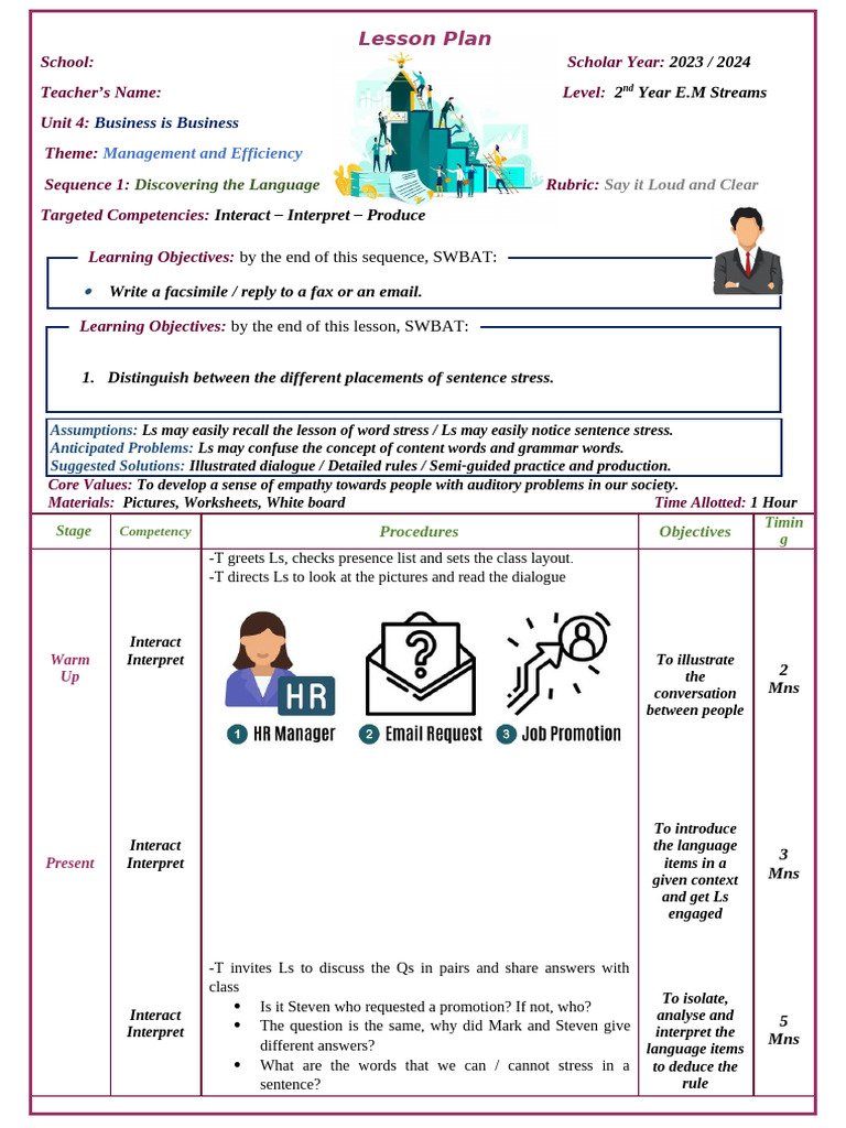 4.say It Loud and Clear Lesson Plan | PDF | Verb | Word