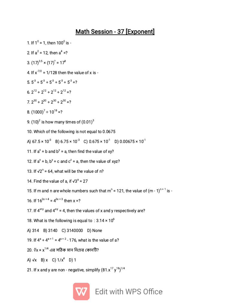 Math Classwork - 38 (Exponent) .PDF Version 1 | PDF | Chess Theory | Chess