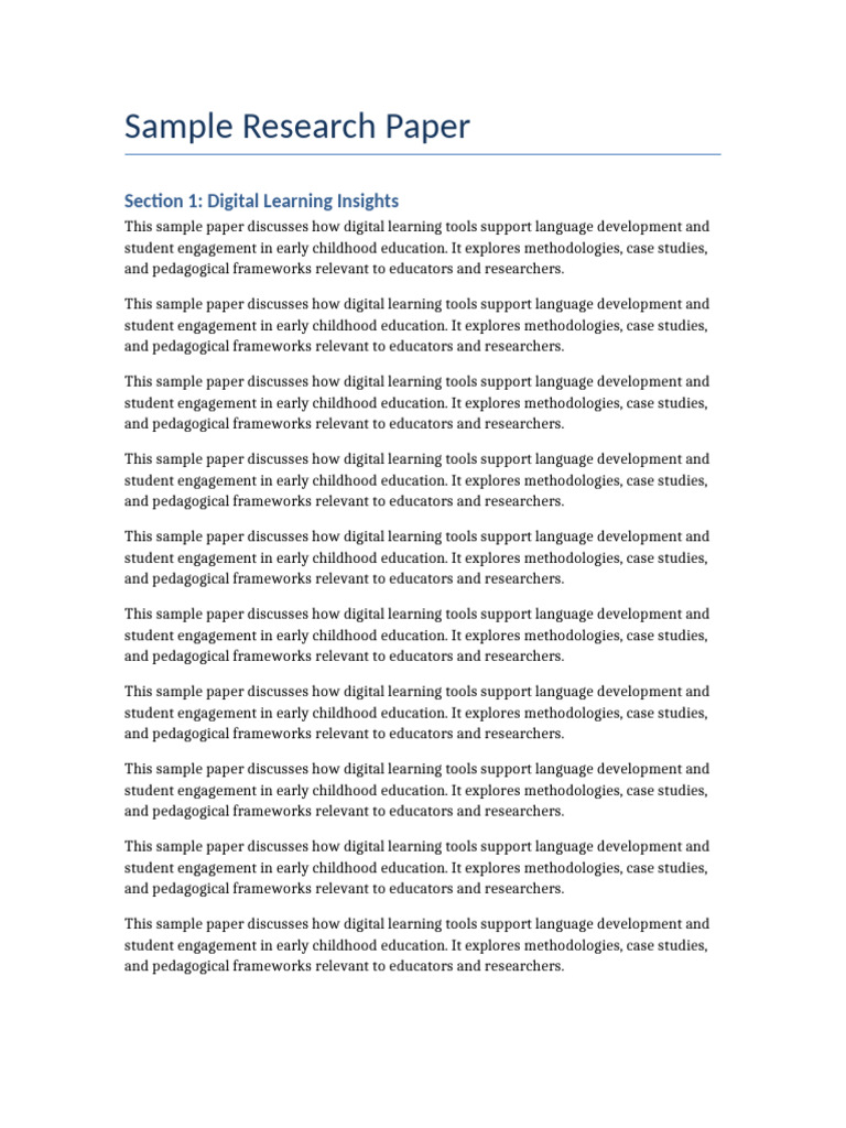 Sample Research Paper 10 Pages-1 | PDF | Methodology | Early Childhood ...