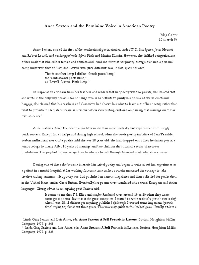 Anne Sexton | PDF | Poetry | Rhyme