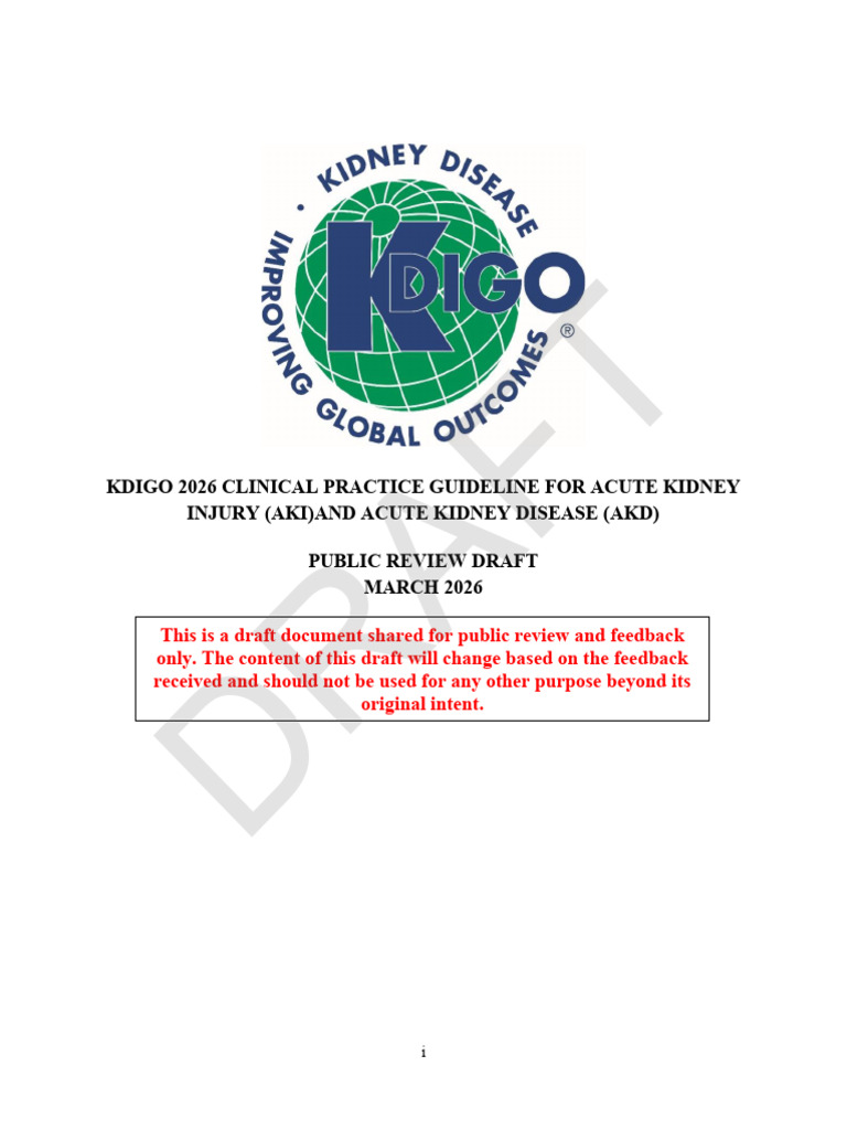 KDIGO 2026 AKI AKD Guideline Public Review Draft March 2026 | PDF ...
