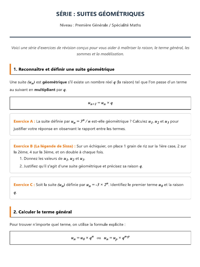 Suite Geometrique | PDF