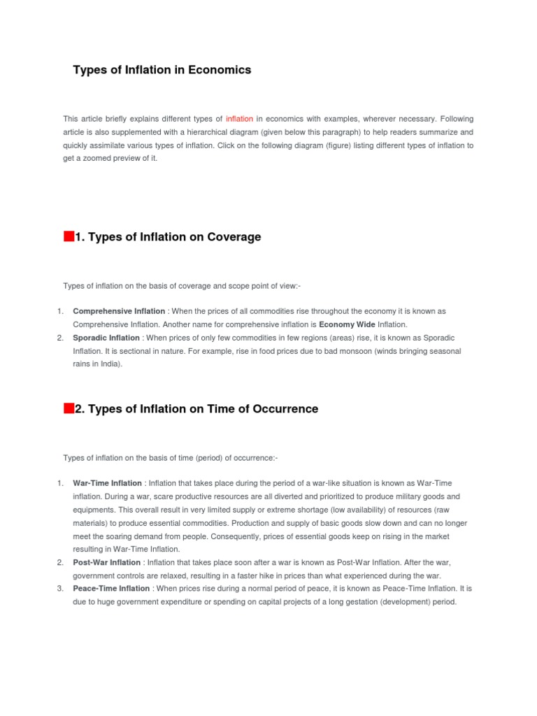 Types of Inflation Explained in Economics | PDF | Imports | Inflation