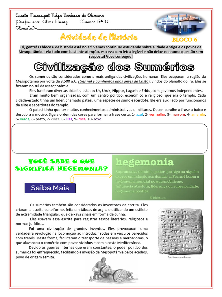 Historia | PDF | Suméria | Escrita