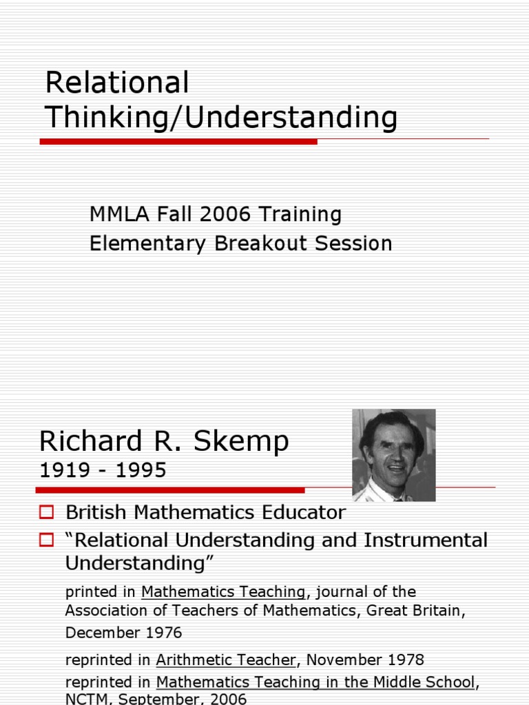Relational and Instrumental Understanding - Powerpoint | PDF | Understanding | Teachers