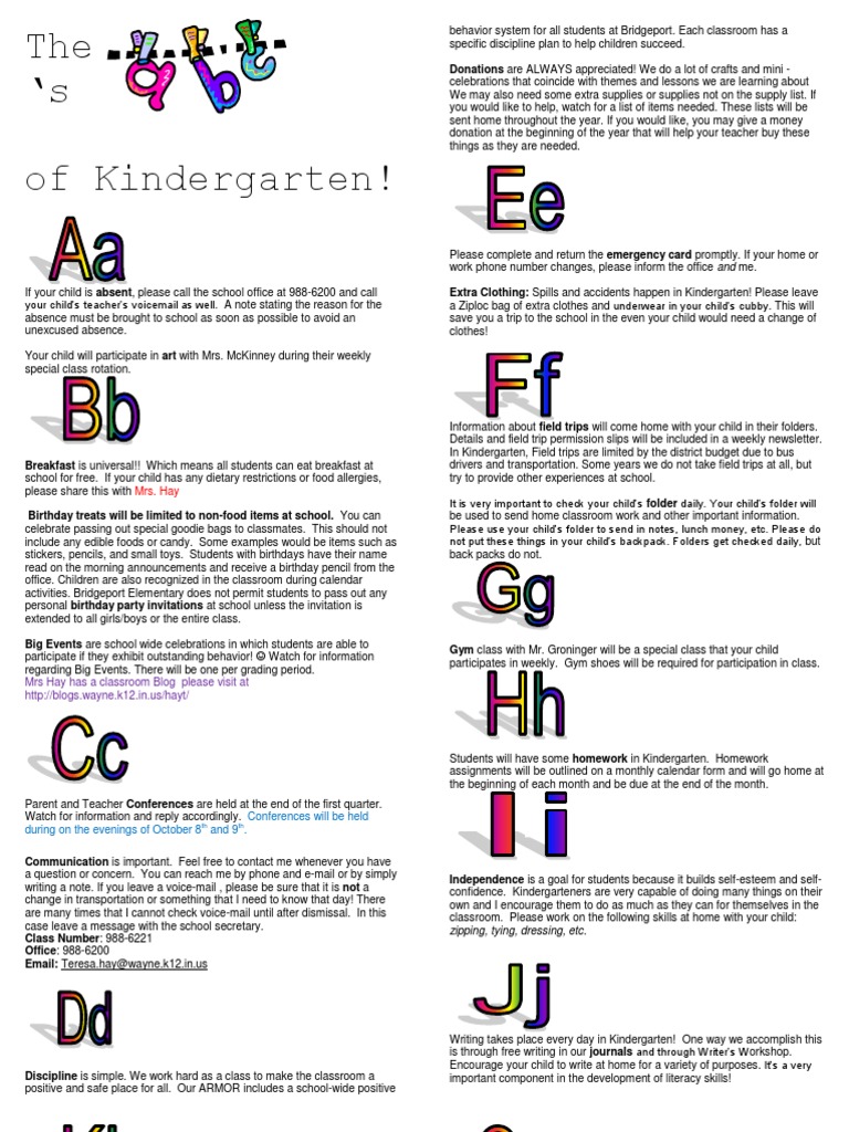 ABC - Kindergarten 12 - 13 Hay | PDF | Kindergarten | Teachers