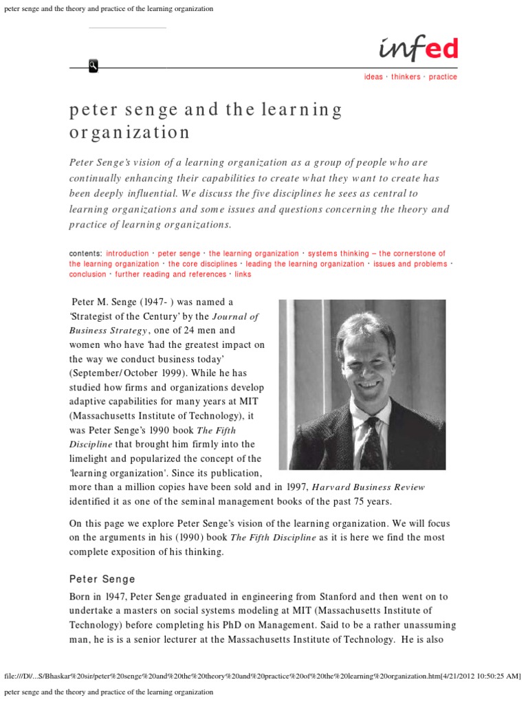 Peter Senge and The Theory and Practice of The Learning Organization ...