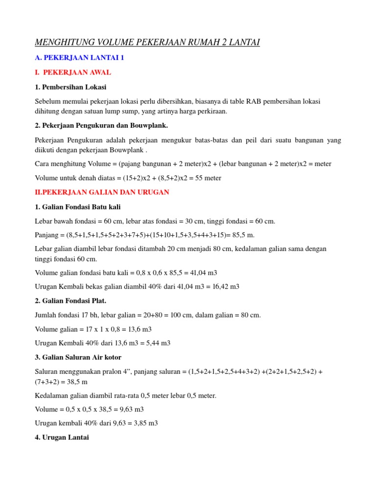 Cara Hitung Rab Rumah 2 Lantai | PDF