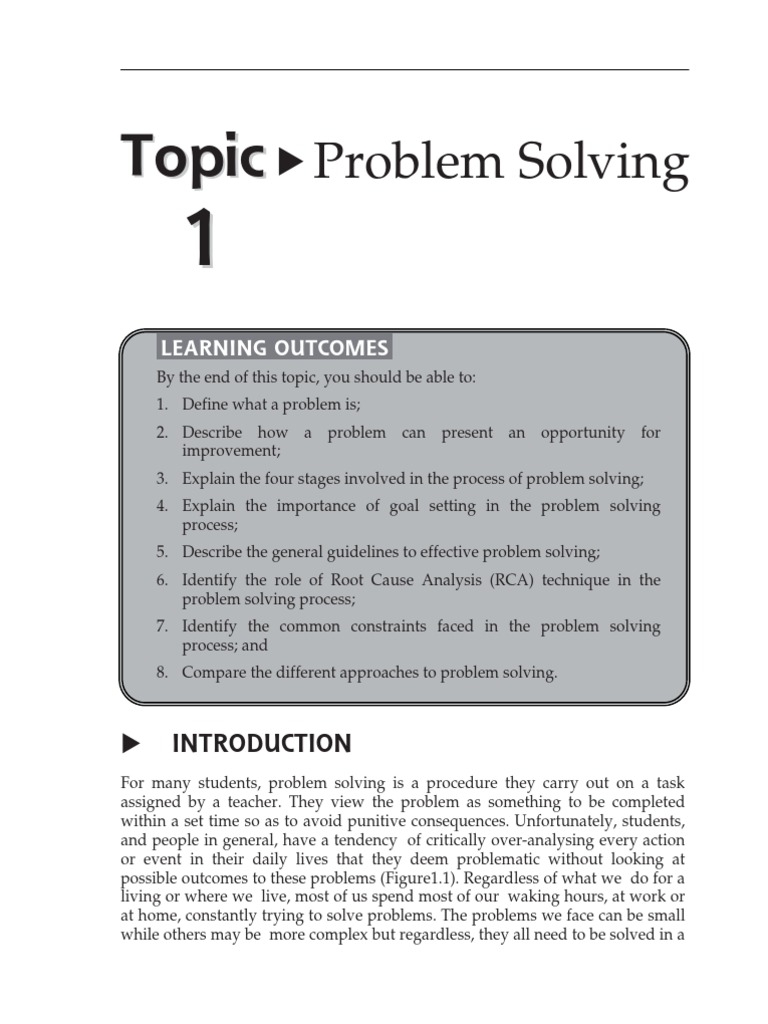 Topic 1 Problem Solving | PDF | Causality | Goal