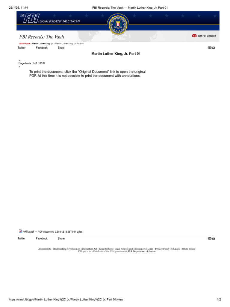 FBI Records - The Vault - Martin Luther King, Jr. Part 01 | PDF