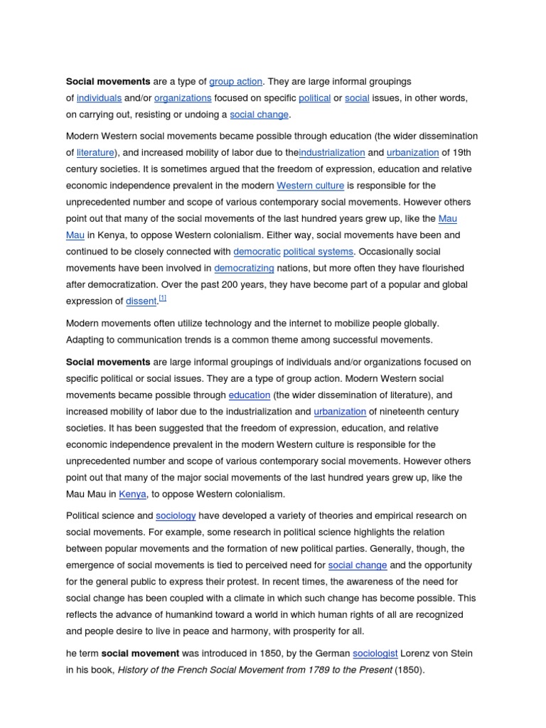 Social Movements Are A Type Of: Group Action Individuals Organizations ...