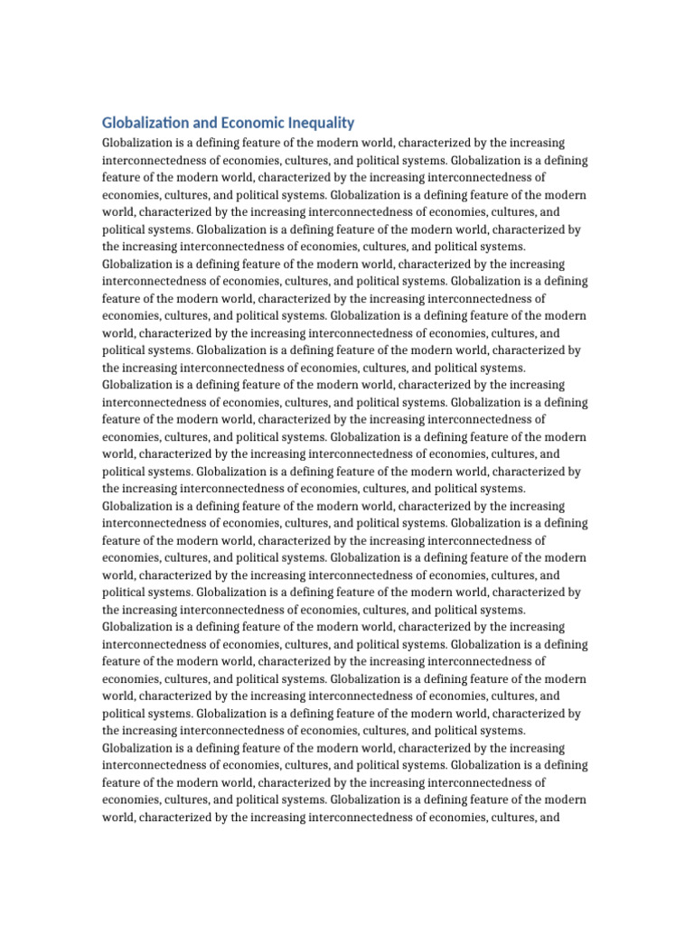 Globalization and Economic Inequality | PDF | Globalization ...