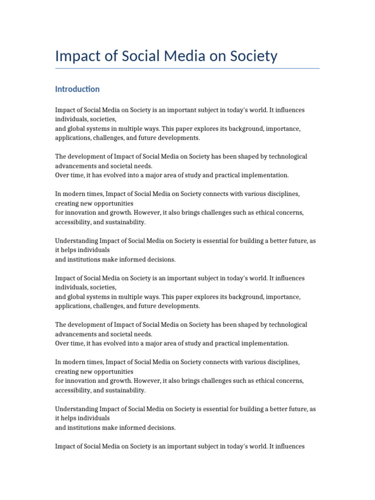 Impact of Social Media On Society NEW | PDF | Society | Sustainability