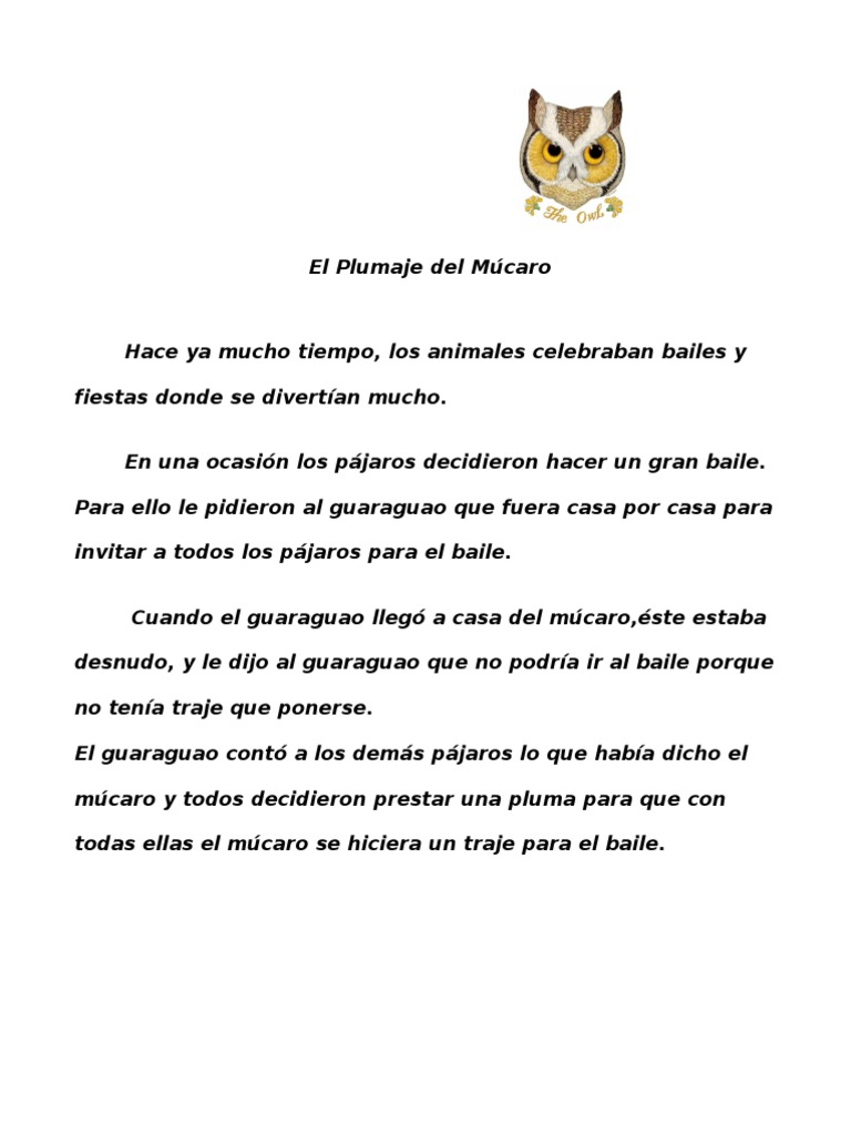 El Plumaje Del Múcaro | PDF | Aves