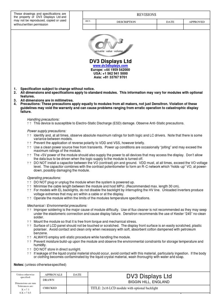 Densitron LCD Module 2x16 | Download Free PDF | Liquid Crystal Display ...
