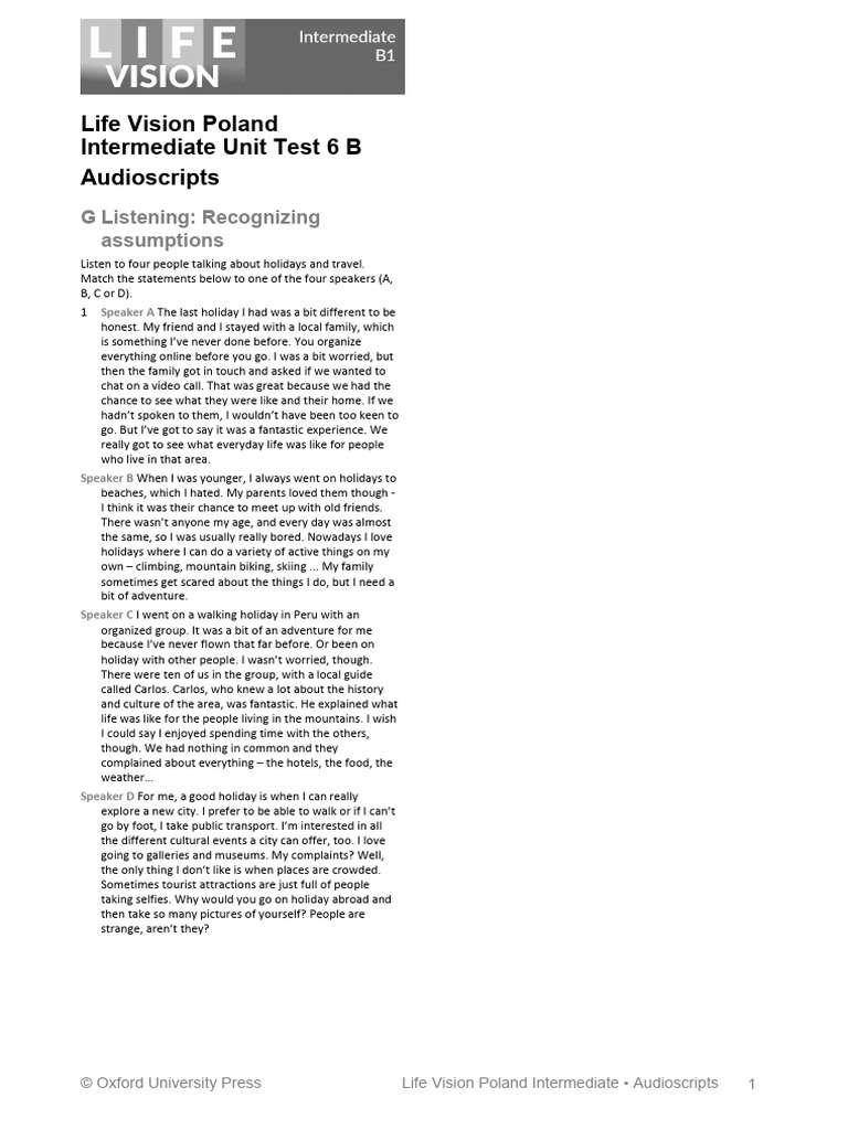 Unit 6b Audio Script | PDF