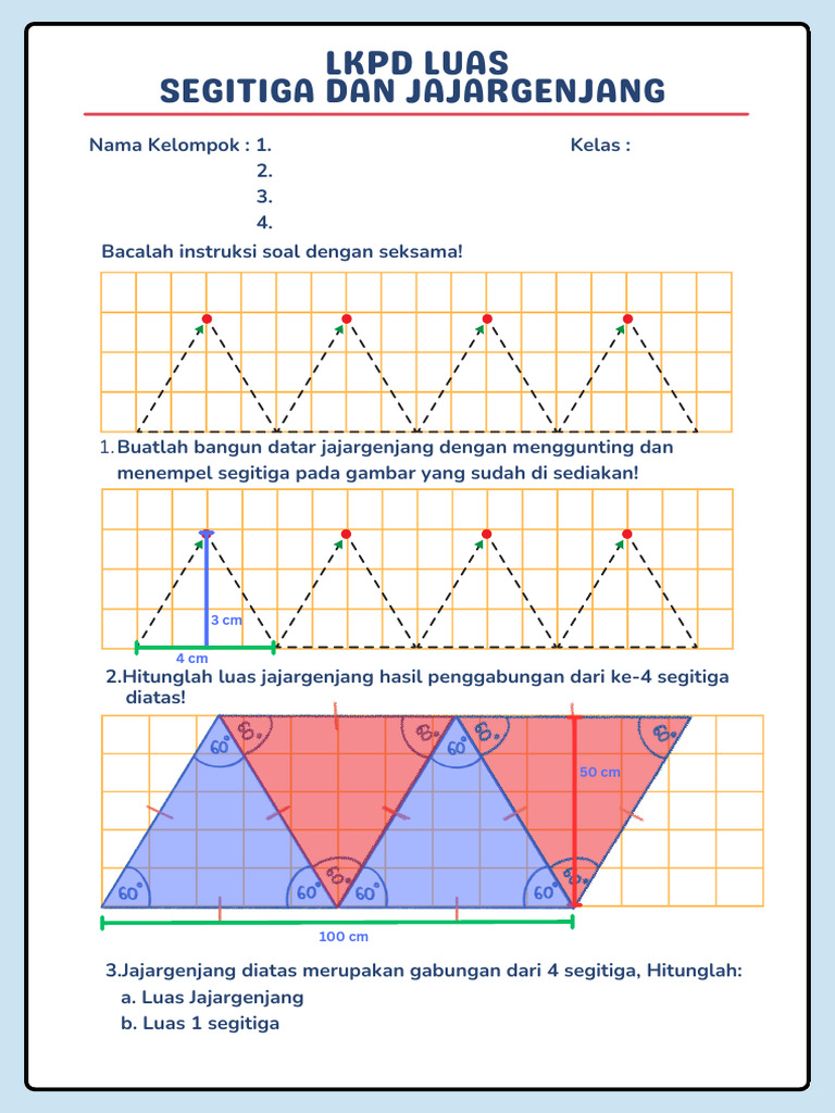 Menggambar Segitiga Lembar Kerja Geometri Biru Ilustratif | PDF