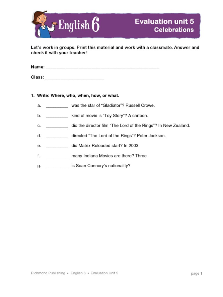 Evaluation Unit 5 | PDF | English Language | Languages