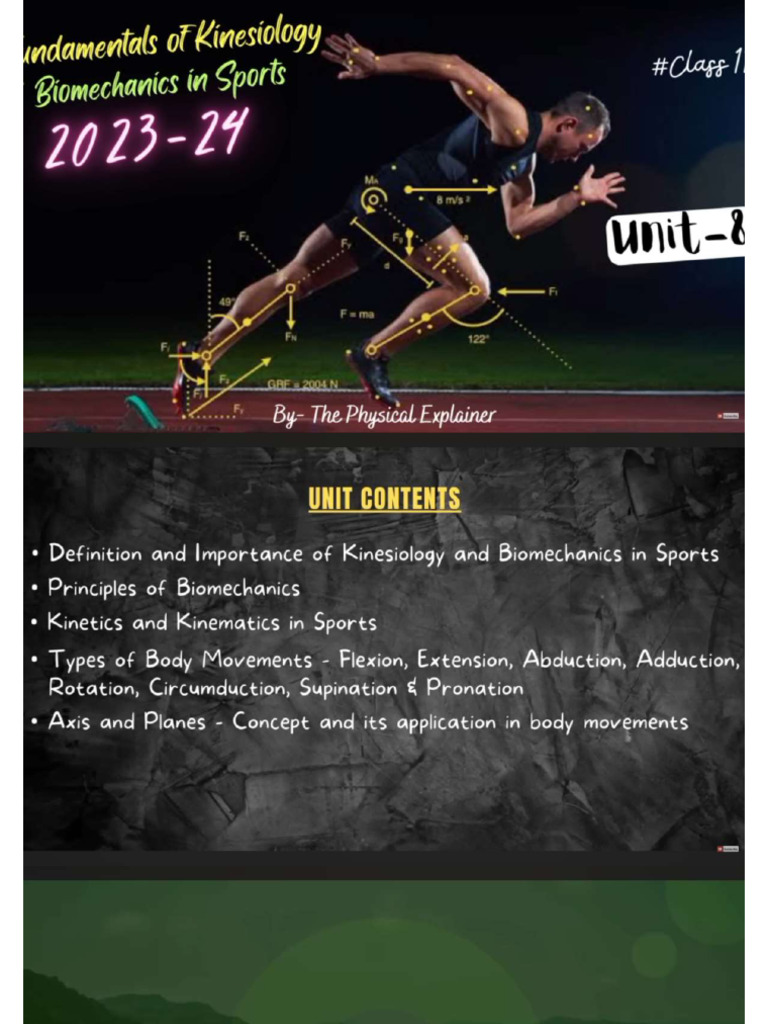 Unit 8 Fundamentals of Kinesiology and Biomechanics in Sports | PDF