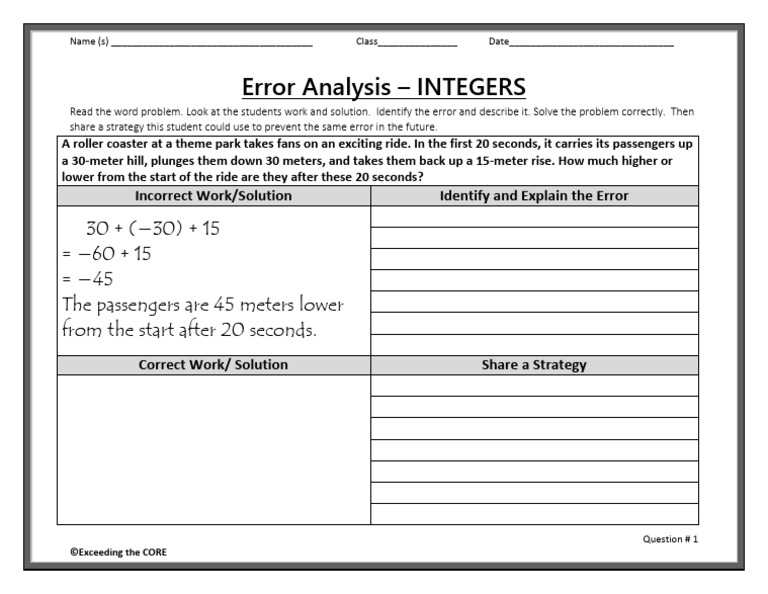 Error Analysis - INTEGERS | PDF