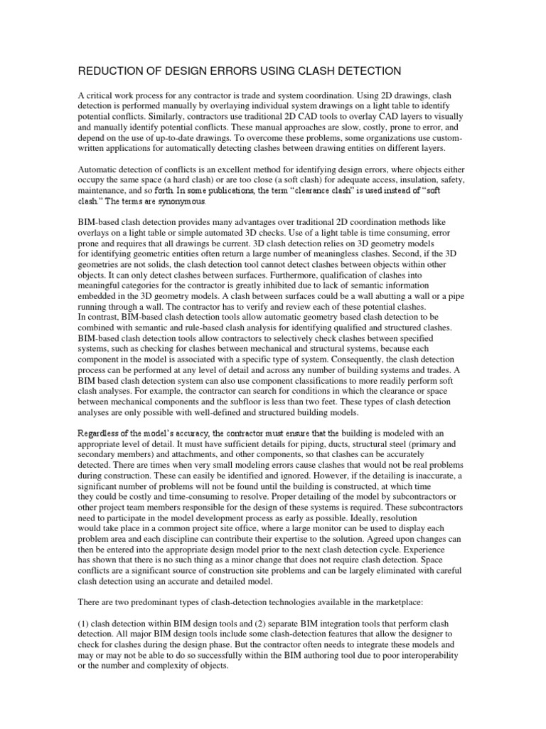 Clash Detection | PDF | Building Information Modeling | Computer Aided ...