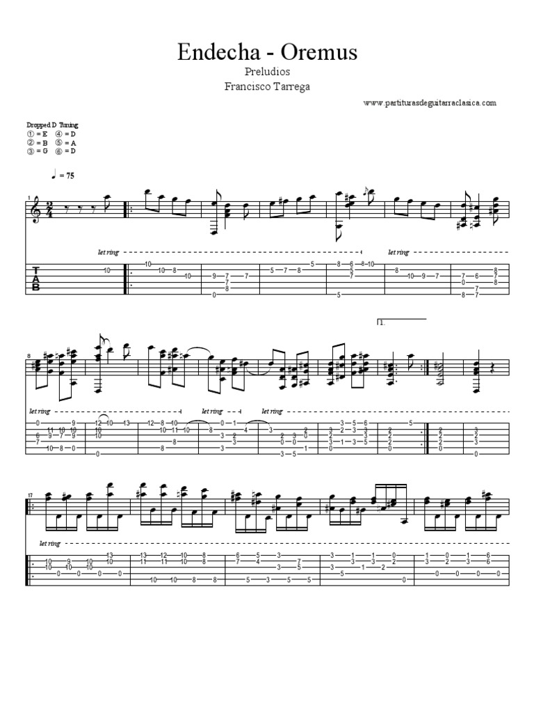 Tarrega, Francisco - Endecha - Oremus (Preludios) | PDF