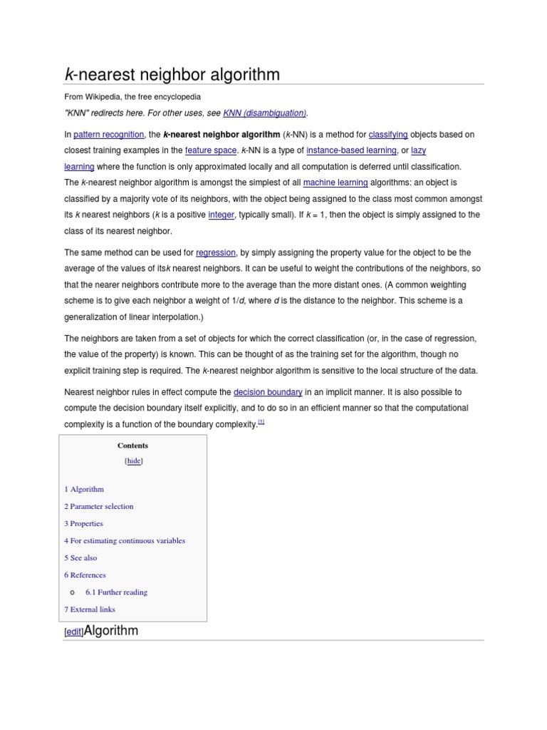 KNN Algorithm | PDF | Artificial Intelligence | Intelligence (AI ...