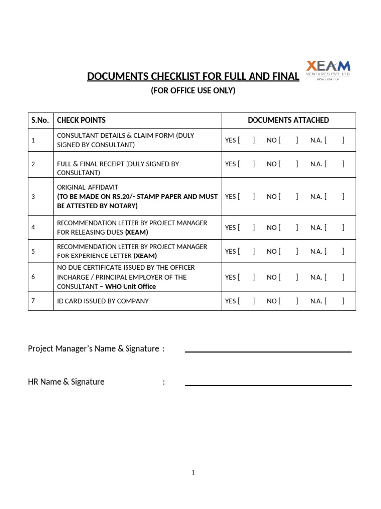 Updated FNF Form - Xeam Ventures - 2026 | PDF