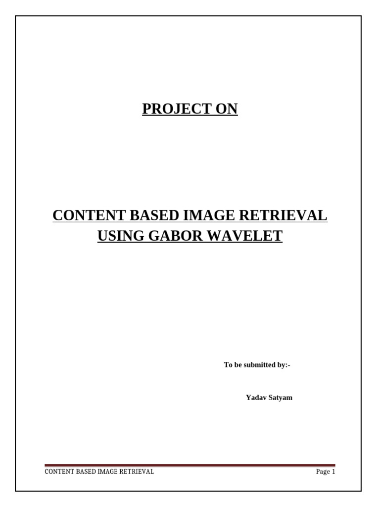 Final Doc Cbir Content Based Image Retrieval In Matlab Using Gabor