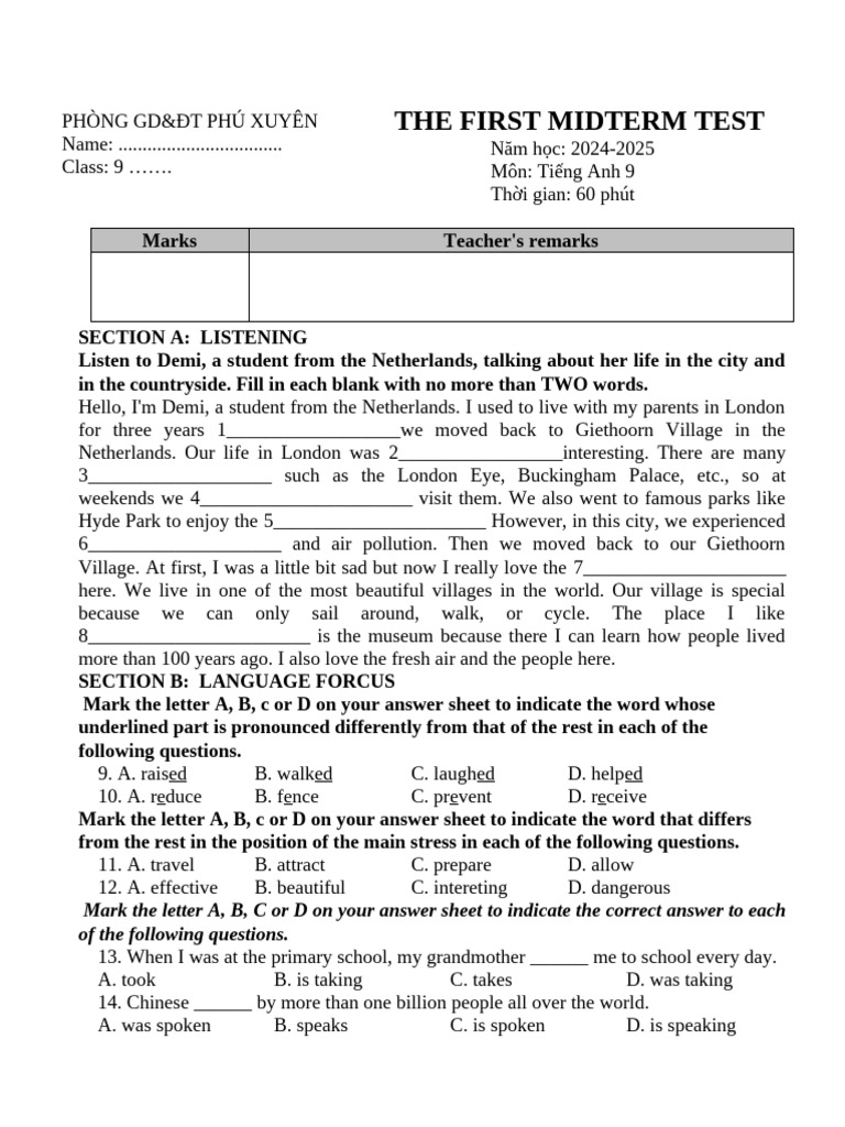 The First Midterm Test | PDF