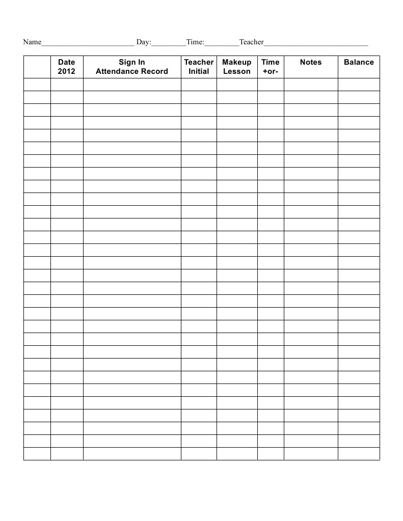 Attendance Record Sign-In Sheet | PDF | Career & Growth