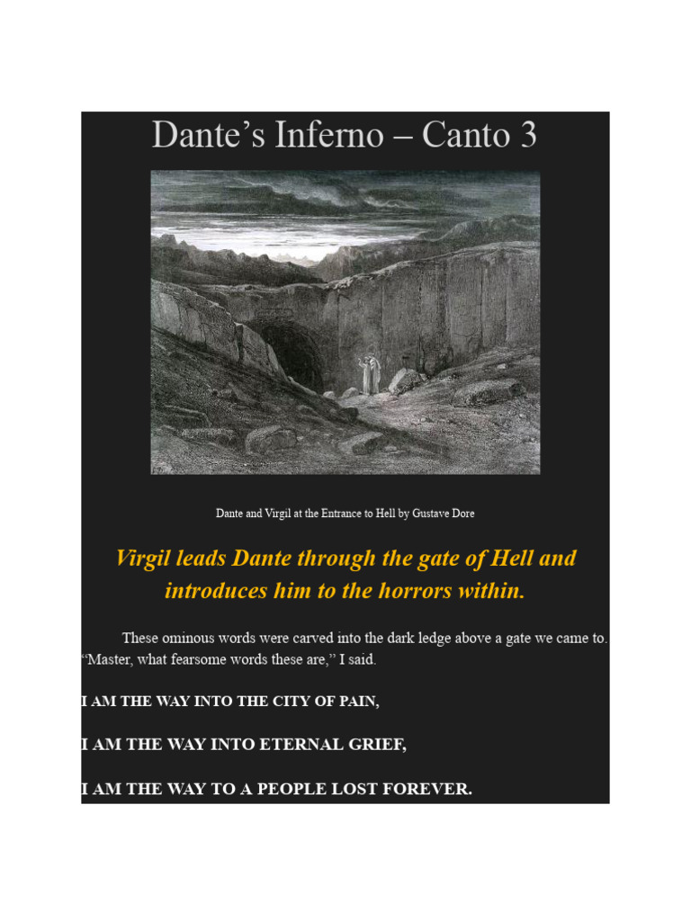 Dante's Inferno - Cantos 3 & 20 | PDF | Inferno (Dante) | Religious ...