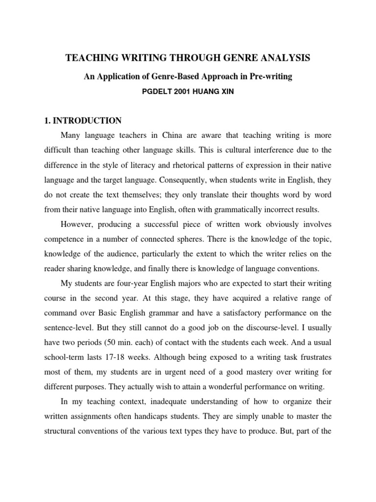 Teaching Writing Through Genre Analysis | PDF | Genre | Lesson Plan