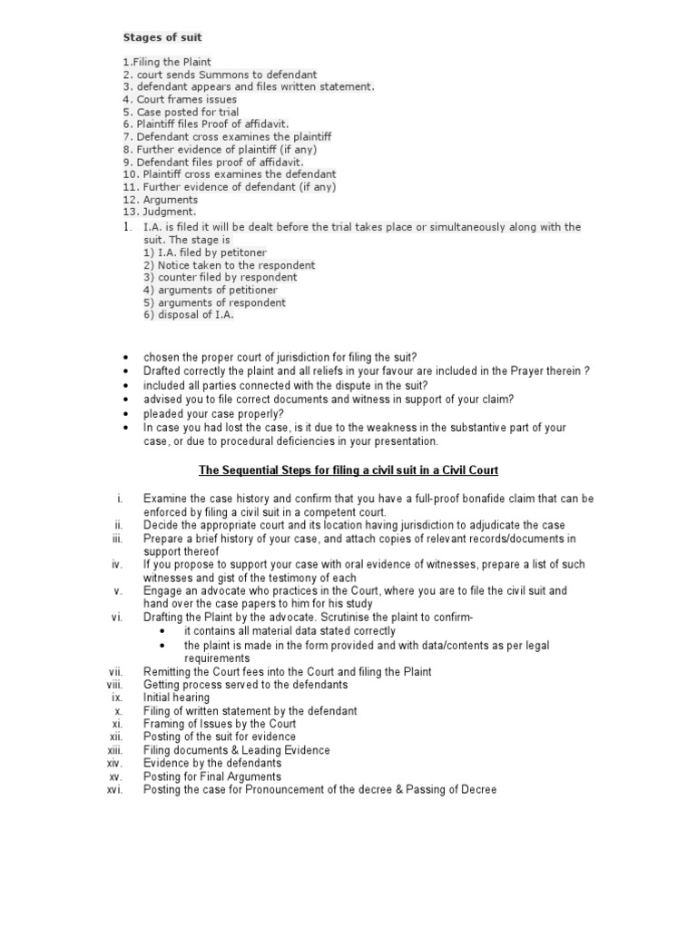 The Sequential Steps of Filing a Civil Lawsuit: A Comprehensive ...