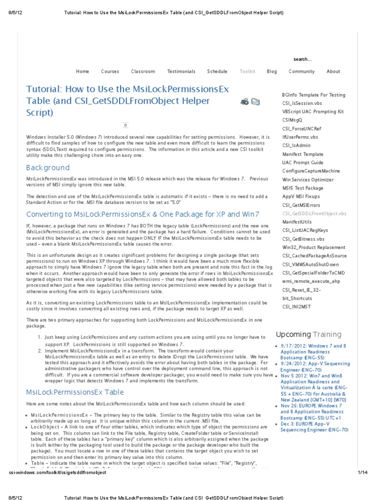 Tutorial - How To Use The MsiLockPermissionsEx Table (And CSI - GetSDDLFromObject Helper Script ...